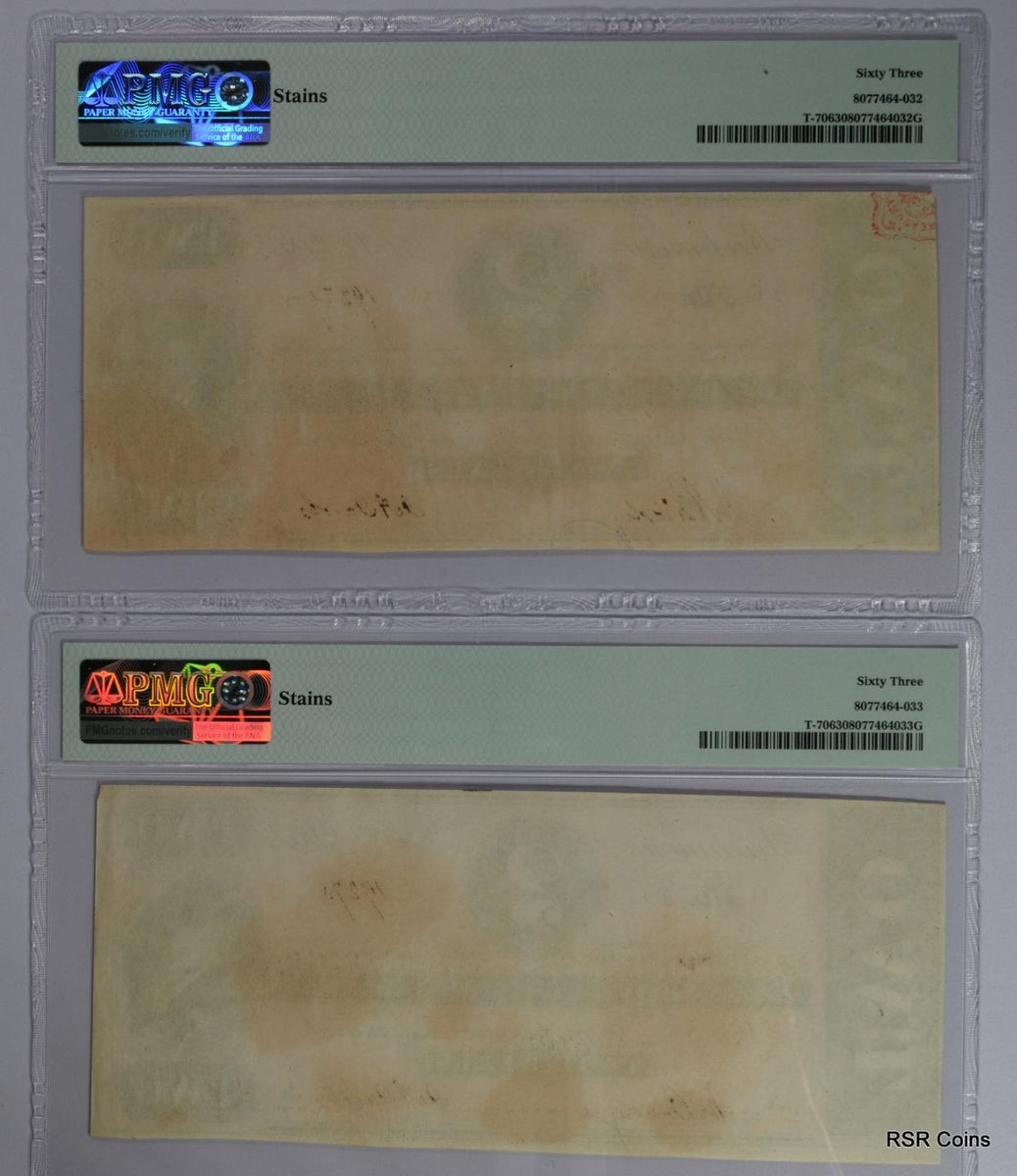 1864 $2 CSA T-70 PMG CERTIFIED 63 4 CONSECUTIVE NUMBER 4 NOTE SET! RARE ...