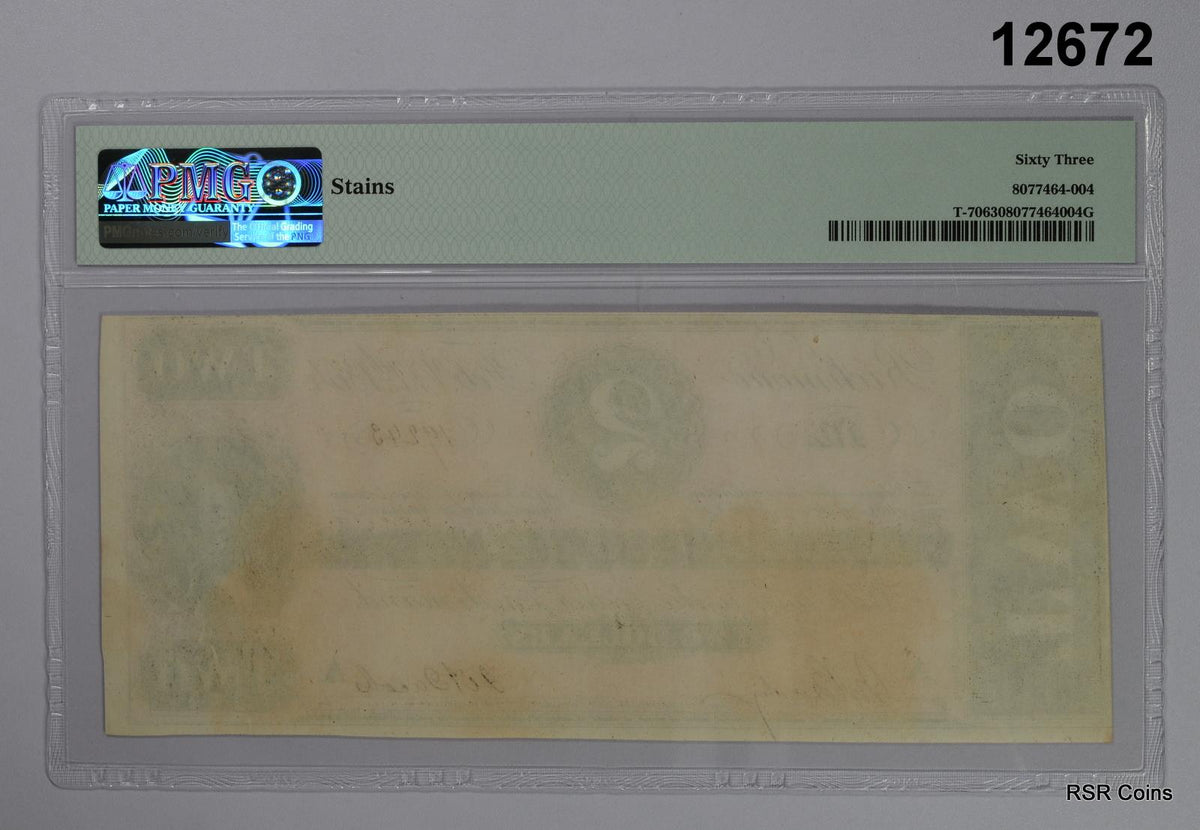 1864 $2 CONFEDERATE STATES OF AMERICA T-70 PMG CERTIFIED 63 NOTE ...