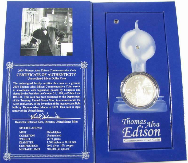 2004 THOMAS ALVA EDISON COLLECTORS COIN SET ORIGINAL BOX WORKING COIN ...