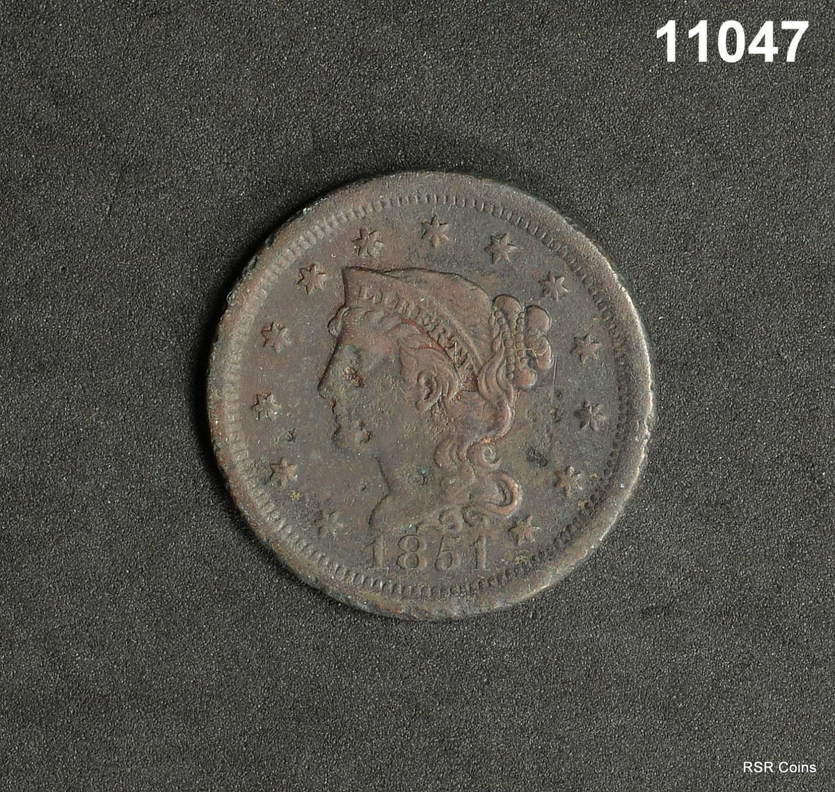 1851 LARGE CENT XF DETAILS POROUS! #11047 - Robert S. Riemer (RSR)