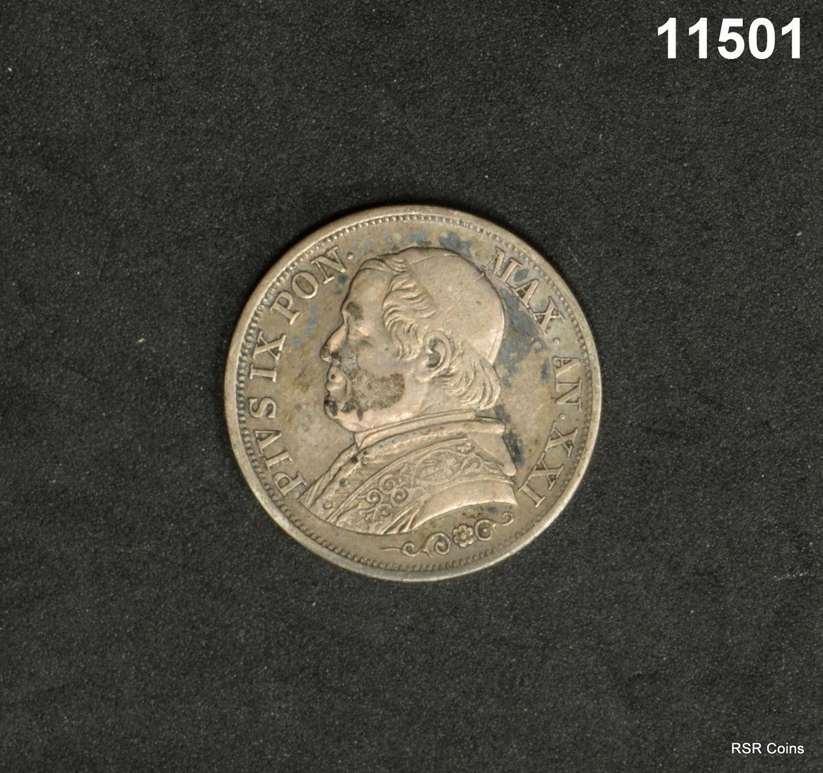 VATICAN 1866-R POPE PIUS IX SILVER ONE LIRA! #11501 - Robert S. Riemer ...