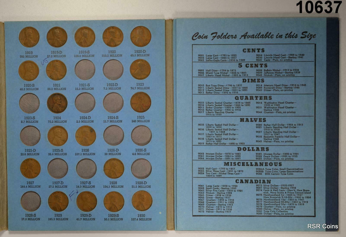 G-XF EARLY LINCOLN STARTER COLLECTOR 46 COIN SET AS SHOWN #10637 ...
